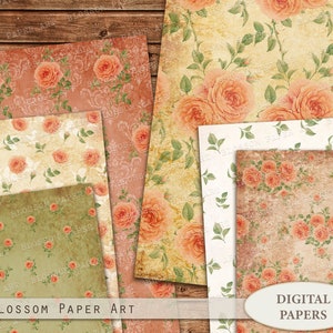 Old Texture Floral Digital Paper, Floral Digital Paper Pack, Vintage ...