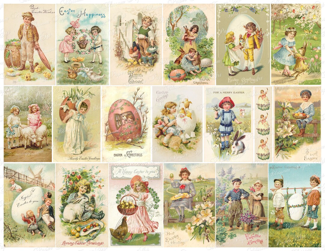 Easter Greeting Cards, Easter Postcard, Vintage Easter Ephemera, Easter ...