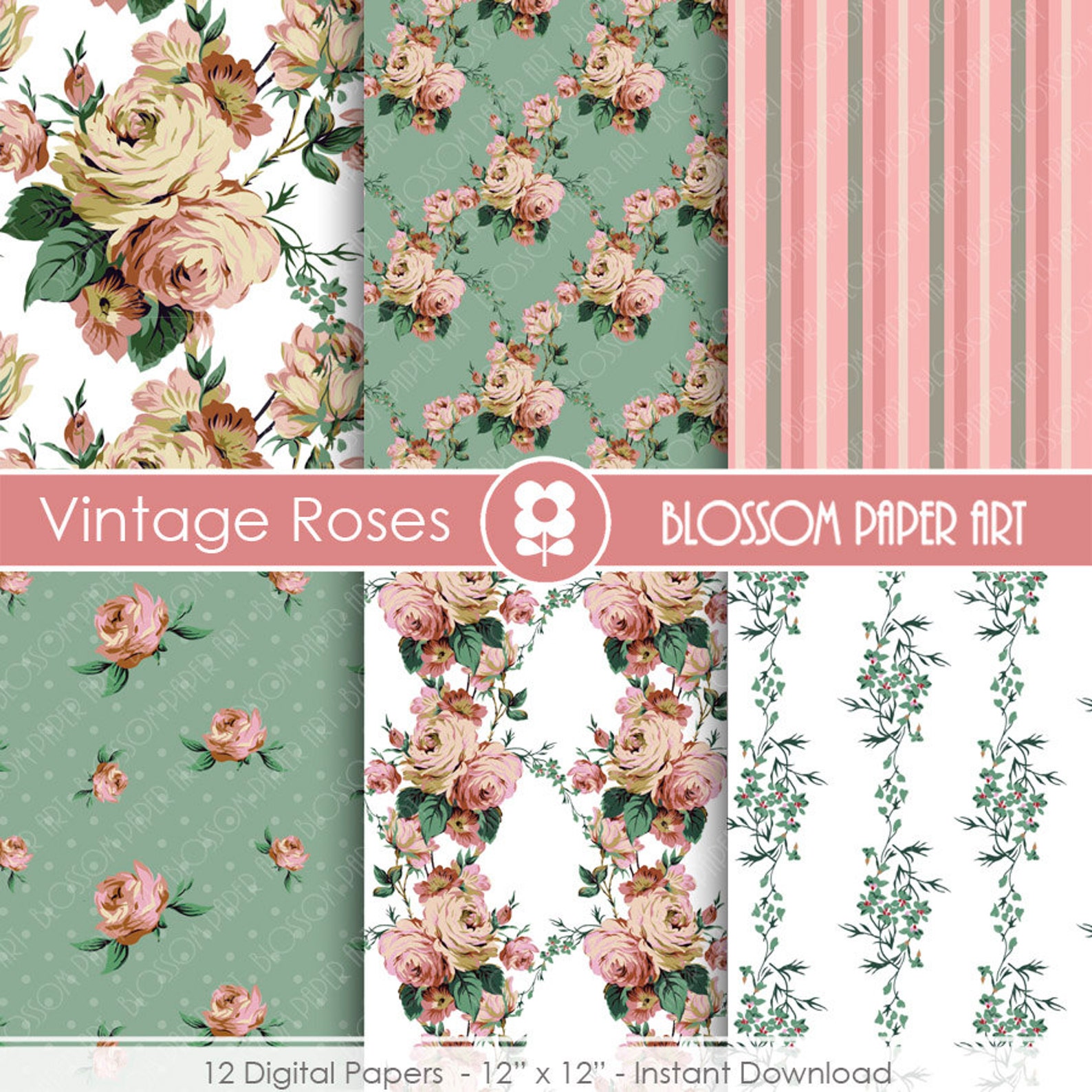 Pink Digital Paper Digital Paper Pack Rose Scrapbooking Pink - Etsy