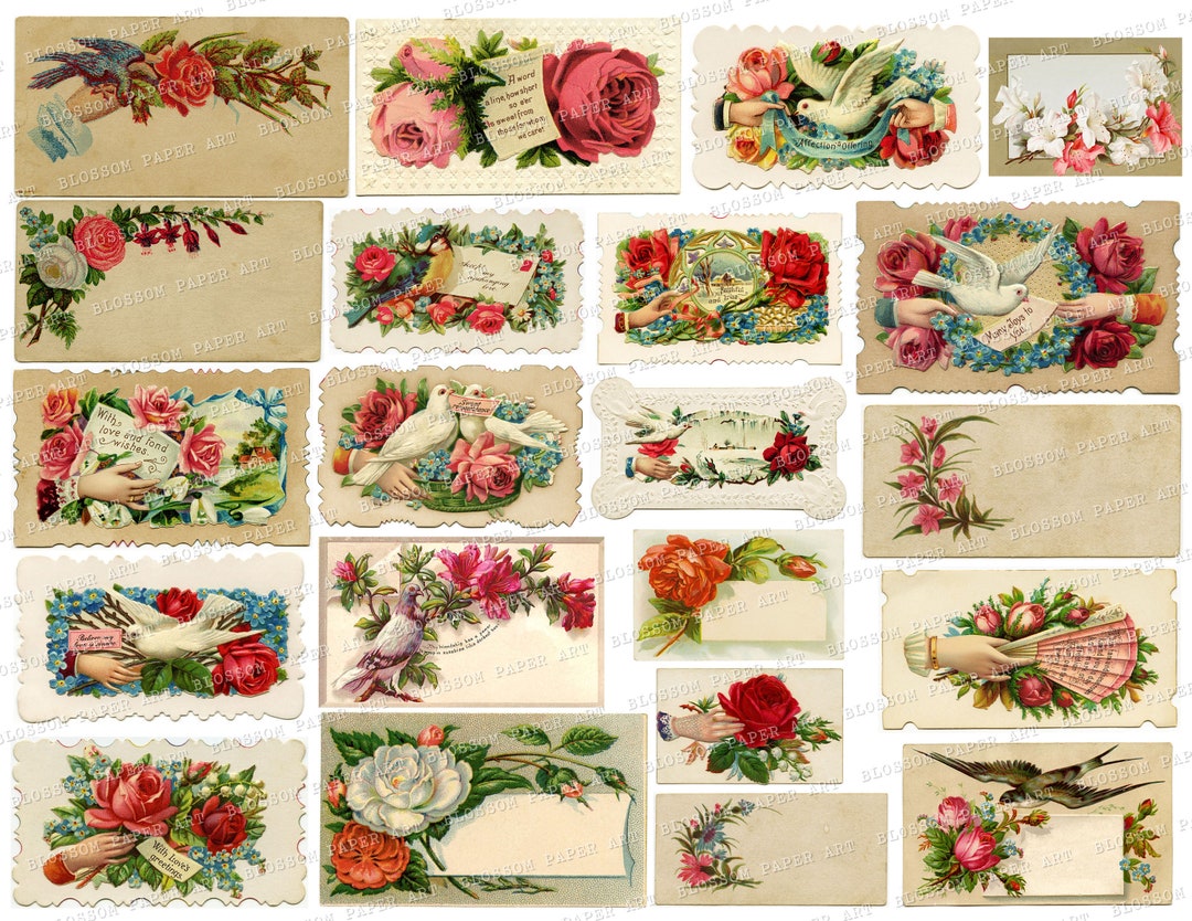Vintage Calling Cards Ephemera: Printable Floral Junk Journal (digital ...