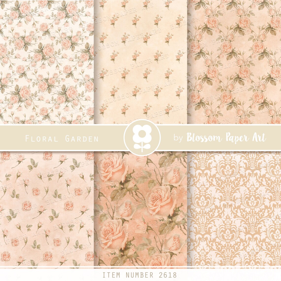 Vintage Scrapbook Paper Roses Shabby Chic Digital Paper Pack - Etsy