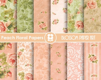 Floral Digital Paper Roses Digital Paper Pack Wedding | Etsy