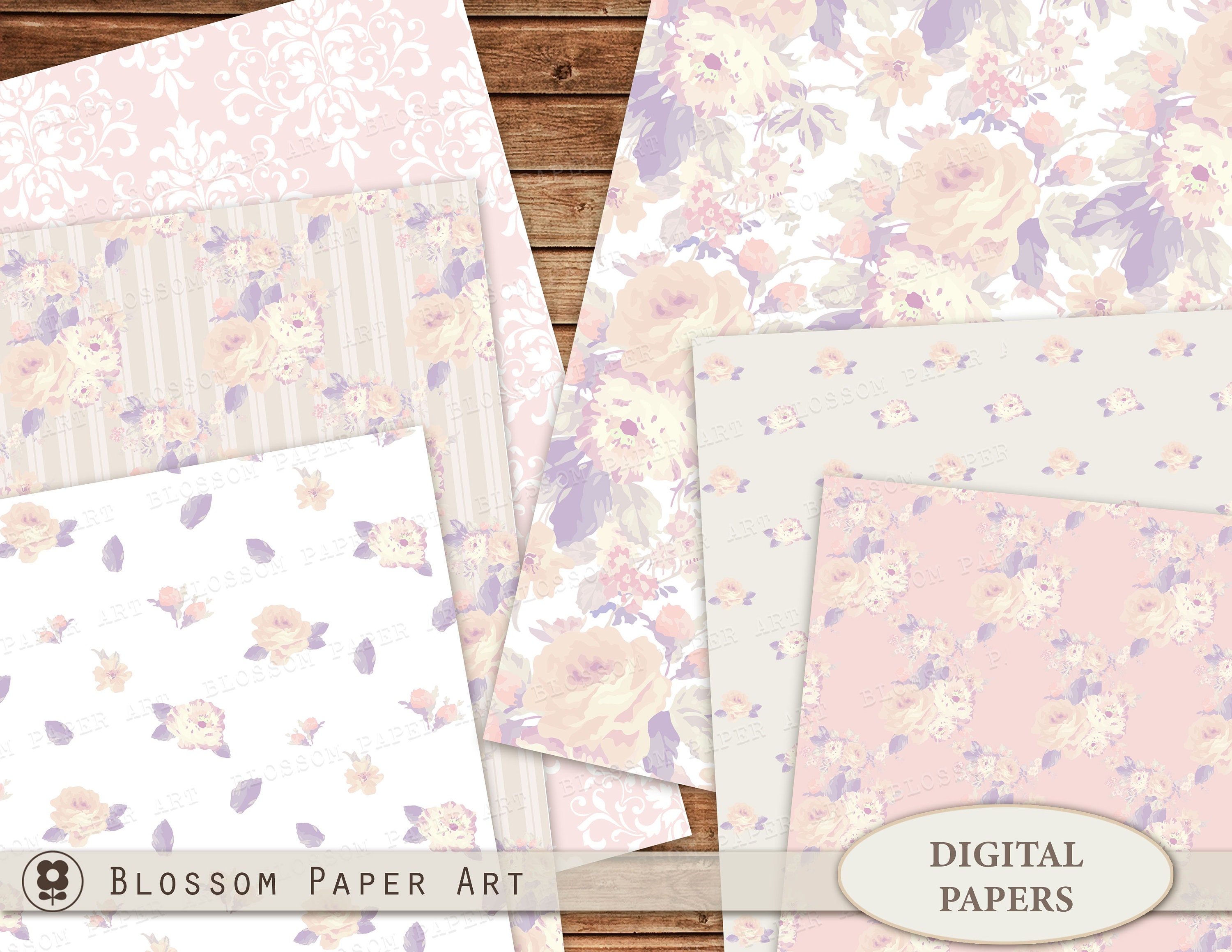 Wedding Digital Paper Shabby Roses Digital Paper Pack | Etsy