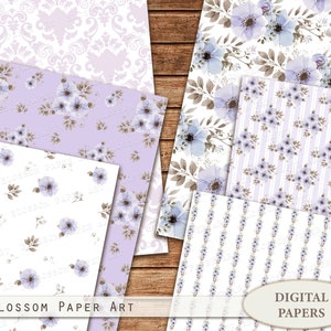 FLORAL Digital Papers, Purple Scrapbook Paper Pack, Digital Paper ...