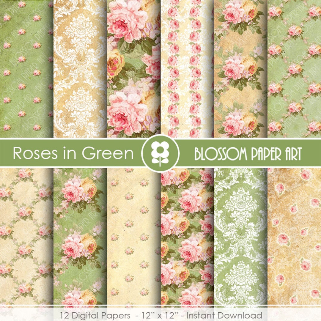 Floral Digital Paper: Rose Scrapbook Paper Pack (instant Download) - Etsy
