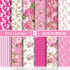 Floral Digital Paper, Pink Digital Paper Pack, Scrapbooking Rose Papers ...