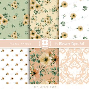 Floral Digital Paper, Scrapbooking Flowers Paper Pack Watercolor ...