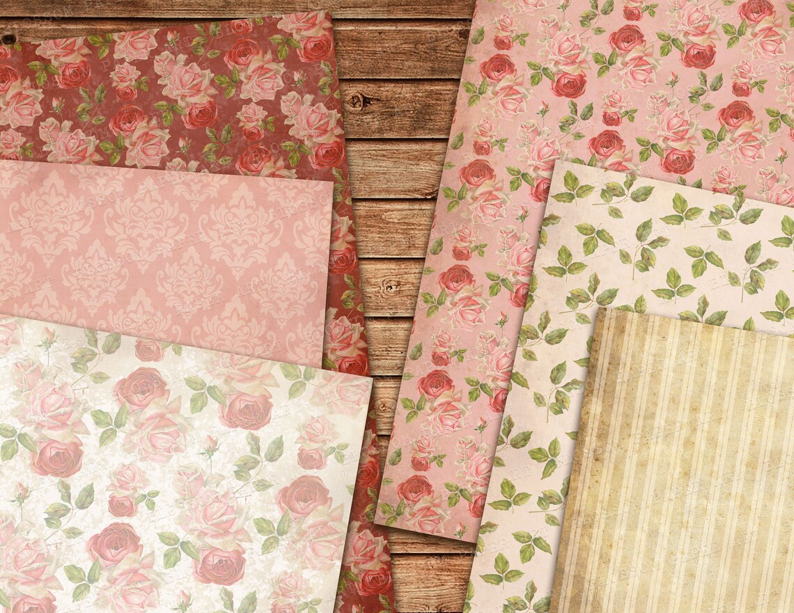 Vintage Digital Paper Vintage Roses Scrapbook Collages Sheet | Etsy