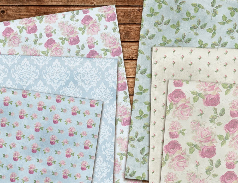 Floral Digital Paper Vintage Roses Shabby Chic Digital Paper - Etsy