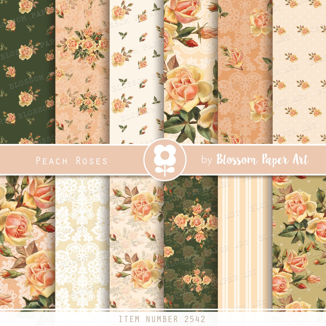 Floral Digital Paper Rose Scrapbook Paper Pack Vintage - Etsy