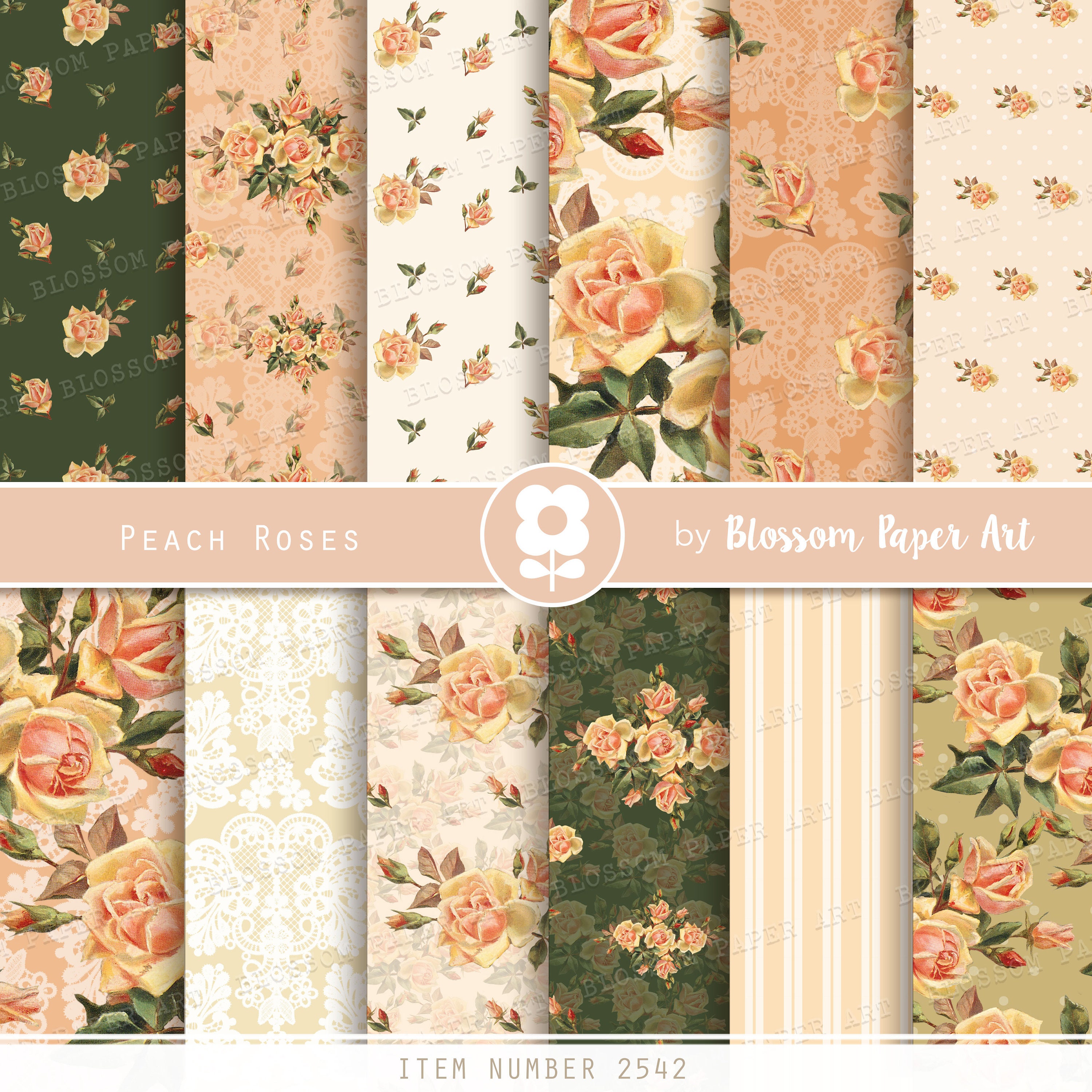 Floral Digital Paper Rose Scrapbook Paper Pack Vintage | Etsy