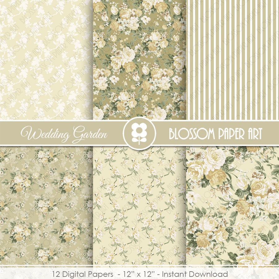 Floral Wedding Digital Paper Floral Digital Paper Pack - Etsy