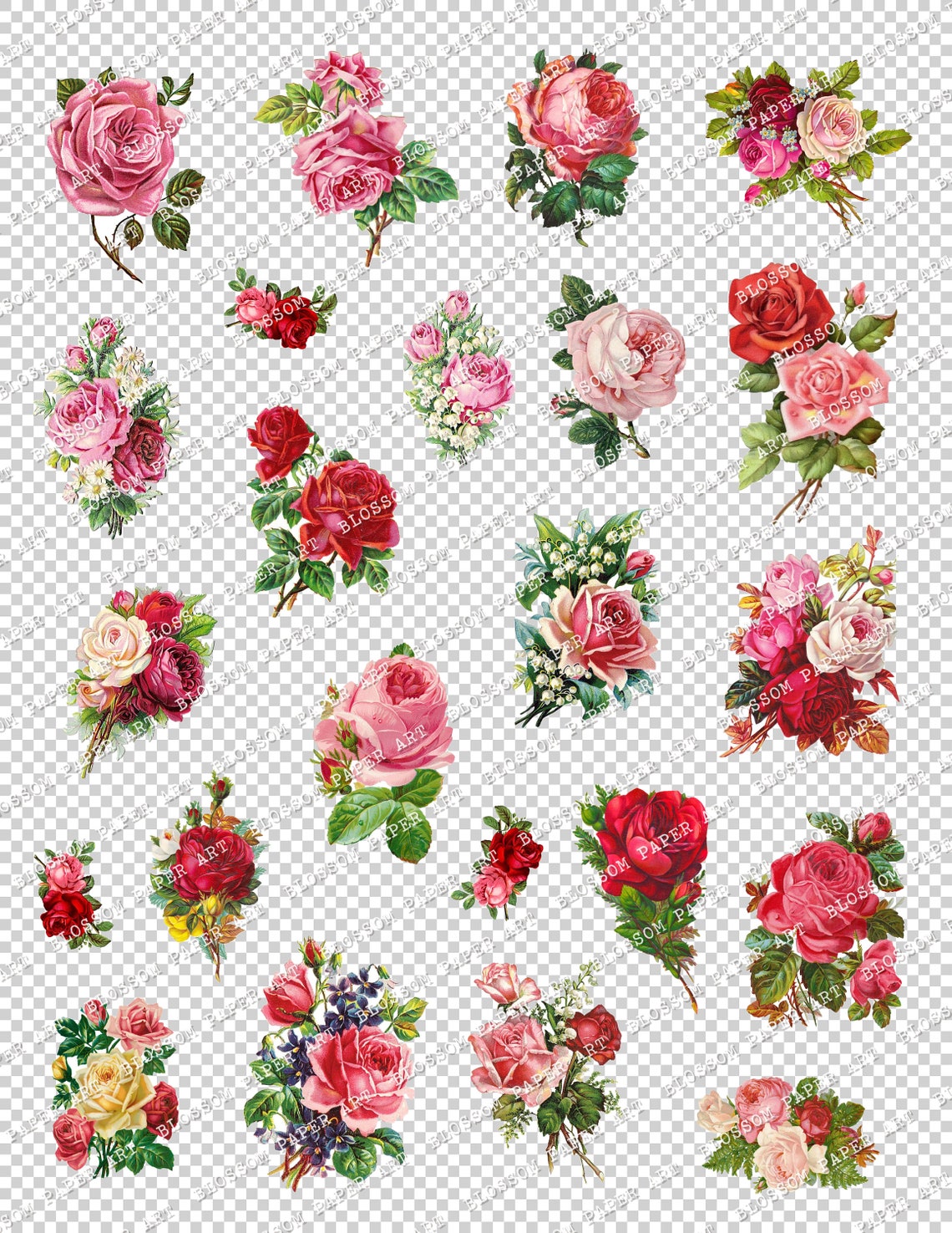 Printable Stickers Vintage ROSES Stickers Digital Collage - Etsy