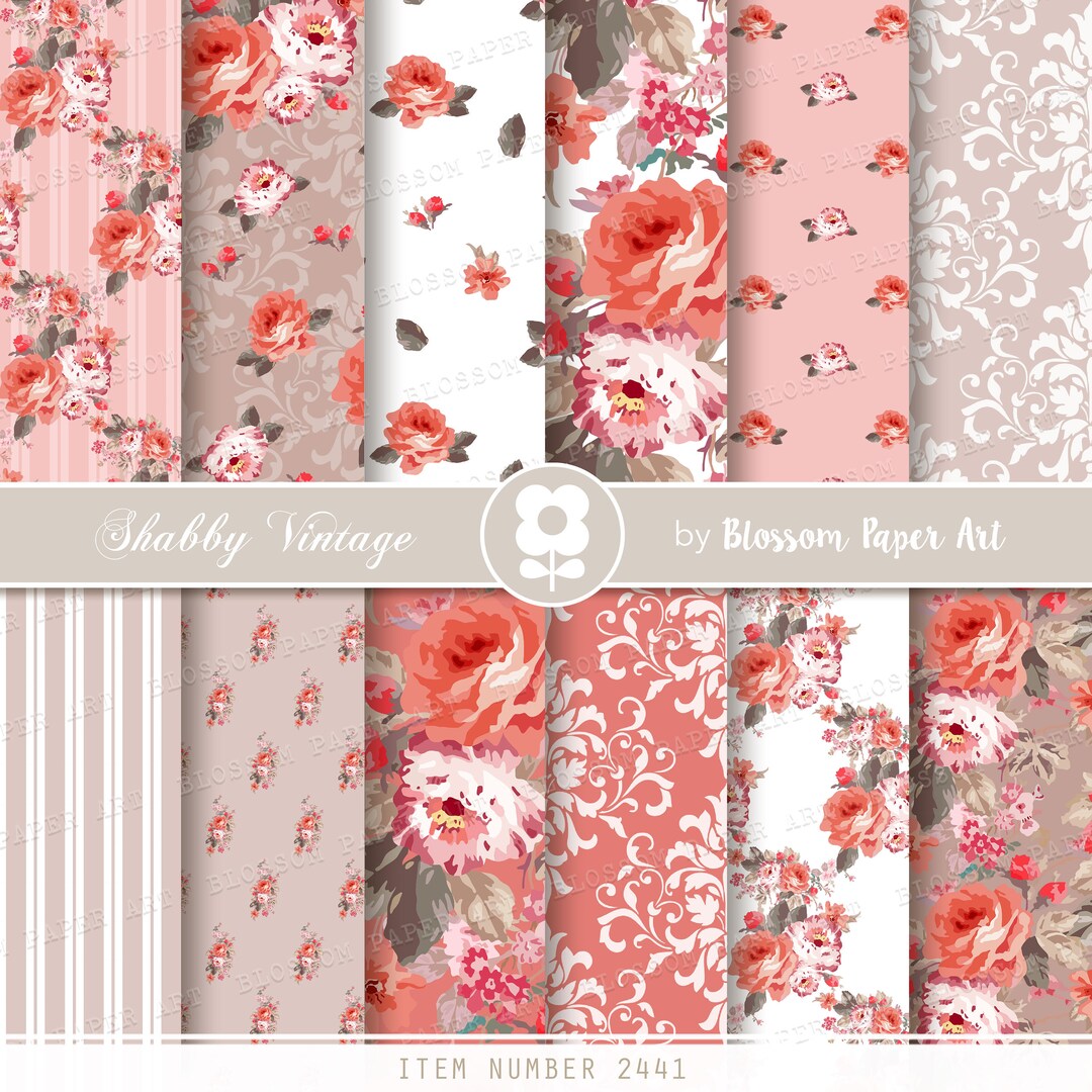 Floral Digital Paper Digital Scrapbooking Paper Pack Digital - Etsy