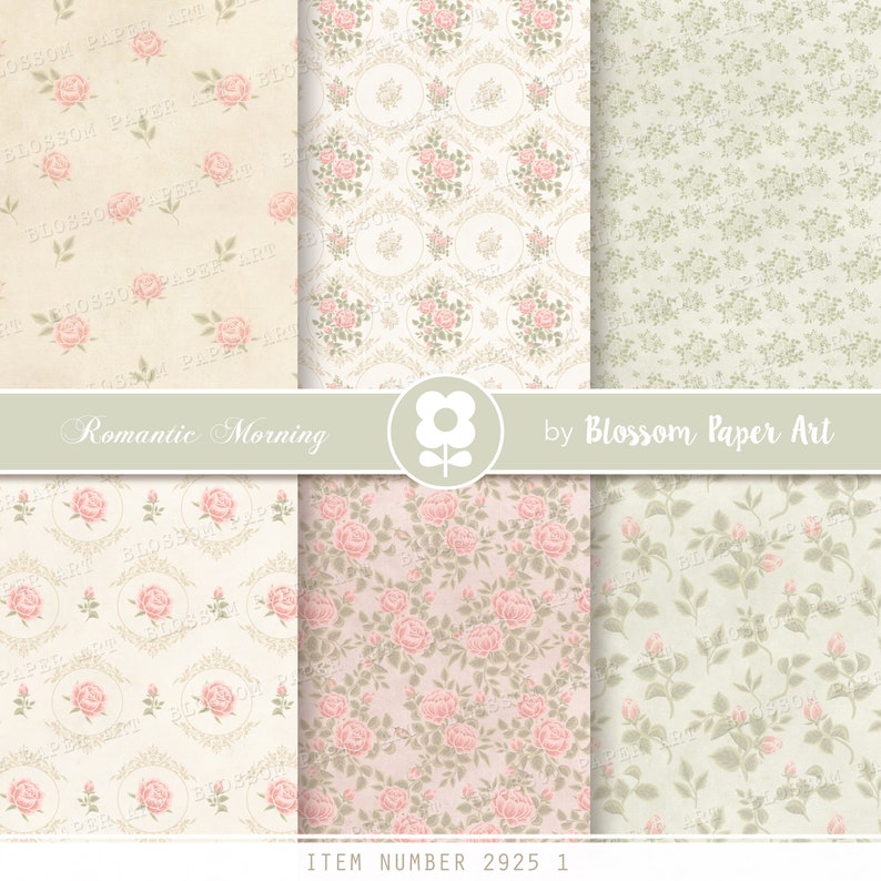 Shabby Digital Paper Roses Scrapbook Paper Floral Collage - Etsy