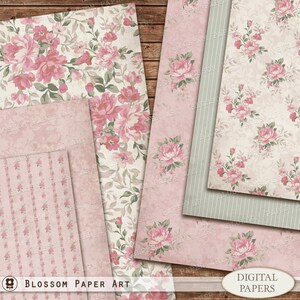 Floral Digital Paper, Vintage Digital Paper Pack for Journal, Rose ...