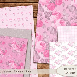 Pink Scrapbook Paper, Baby Girl Digital Papers, Shabby Chic Papers ...