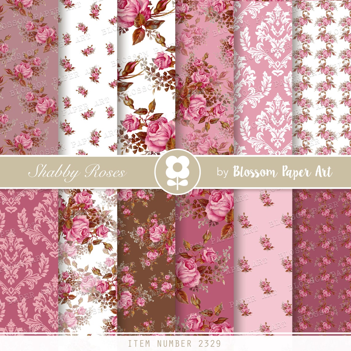 ROSES Digital Papers Pink Scrapbook Paper Pack Digital Paper - Etsy
