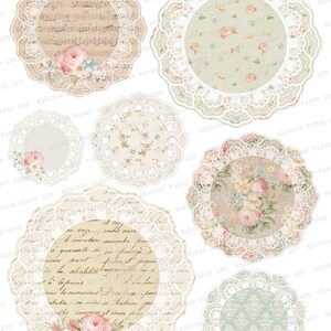 Floral Doily Digital Paper: Rose Collage Sheet (digital Download ...