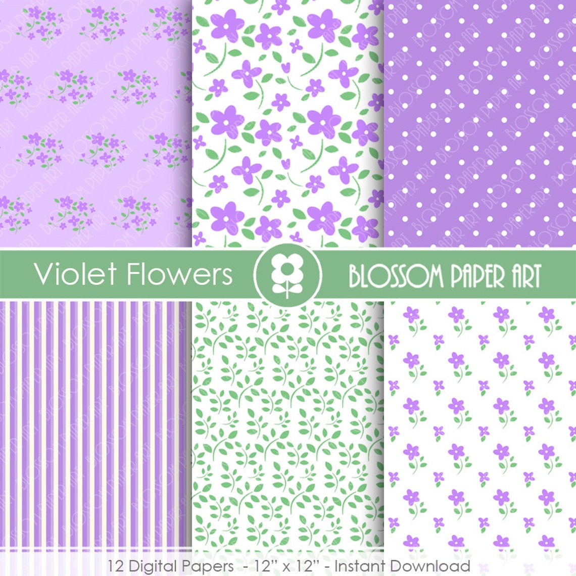 Violet Digital Paper Violet Flowers Digital Paper Pack Violet - Etsy