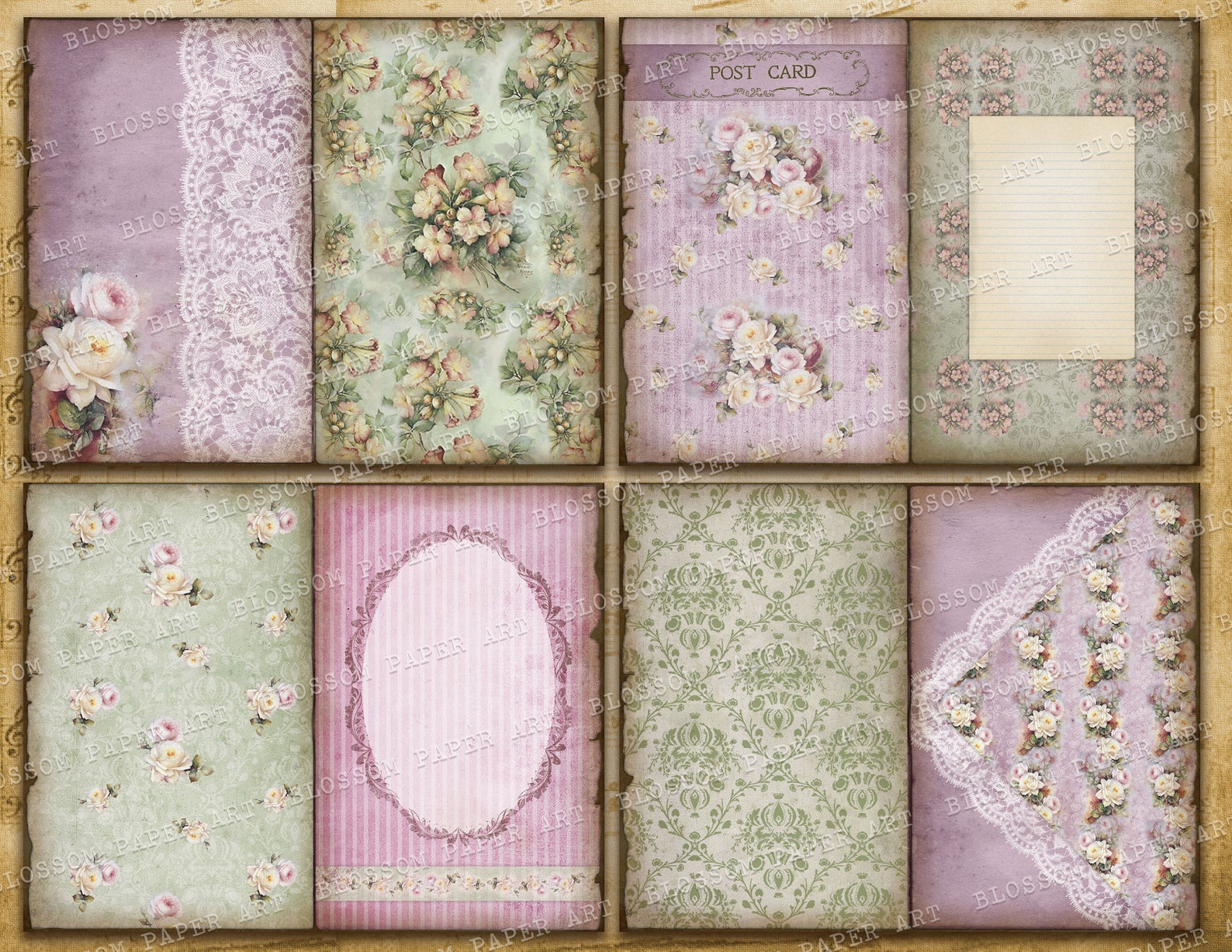 Journal Pages Printable Journaling Sheets Vintage Flowers | Etsy