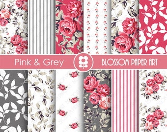 Floral Digital Paper Roses Digital Paper Pack Wedding | Etsy
