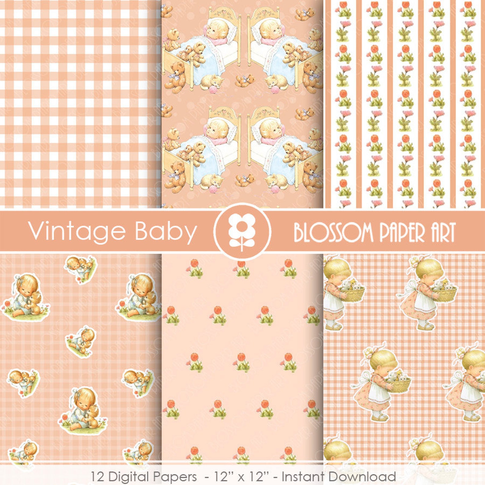 Baby Digital Paper Baby Digital Paper Pack Peach - Etsy