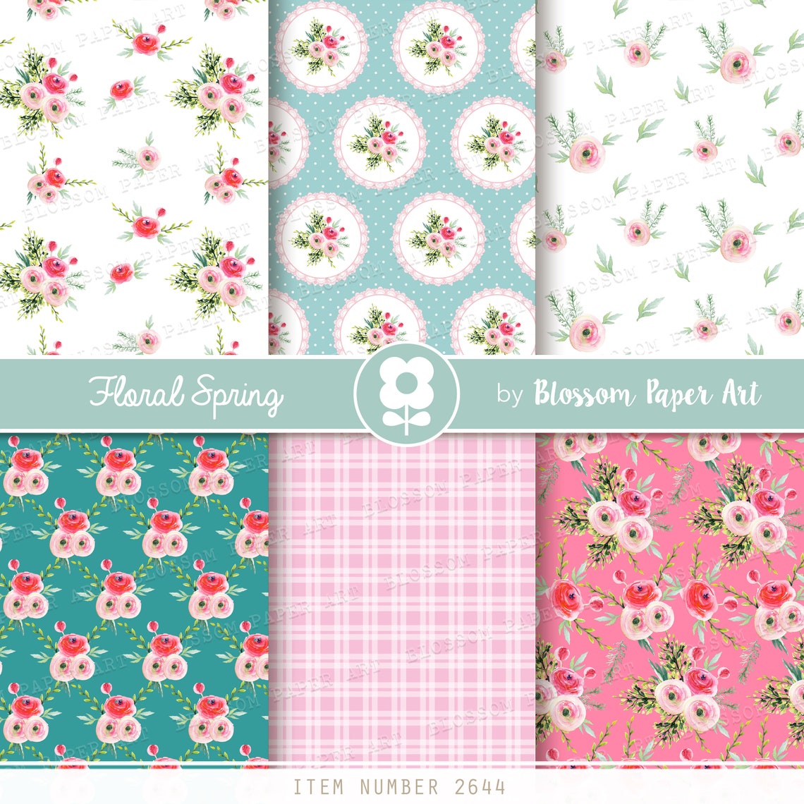 Floral Digital Paper Scrapbooking Paper Pack Watercolor - Etsy