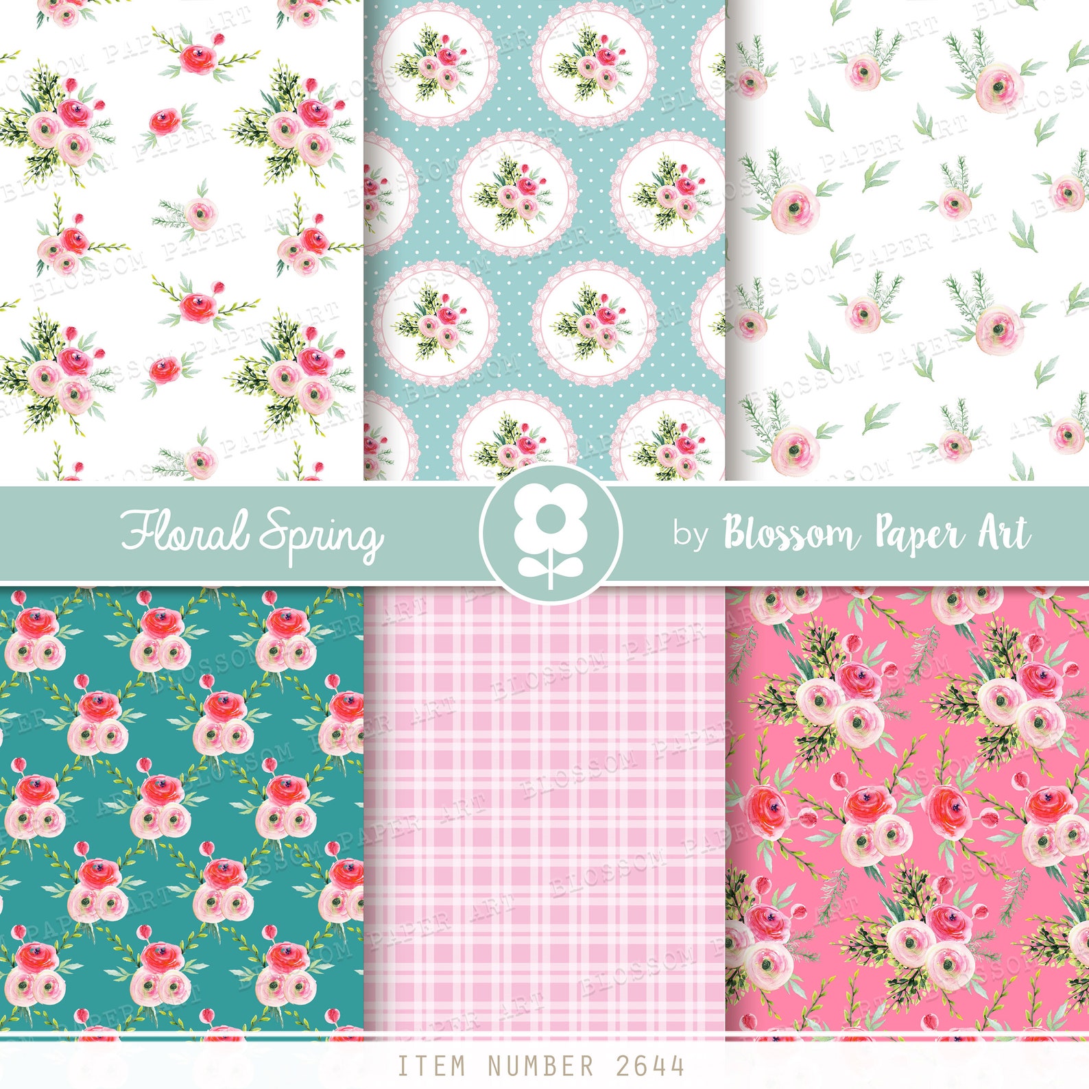 Floral Digital Paper Scrapbooking Paper Pack Watercolor - Etsy