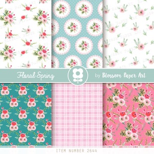 Floral Digital Paper, Scrapbooking Paper Pack, Watercolor Papers, Pink ...