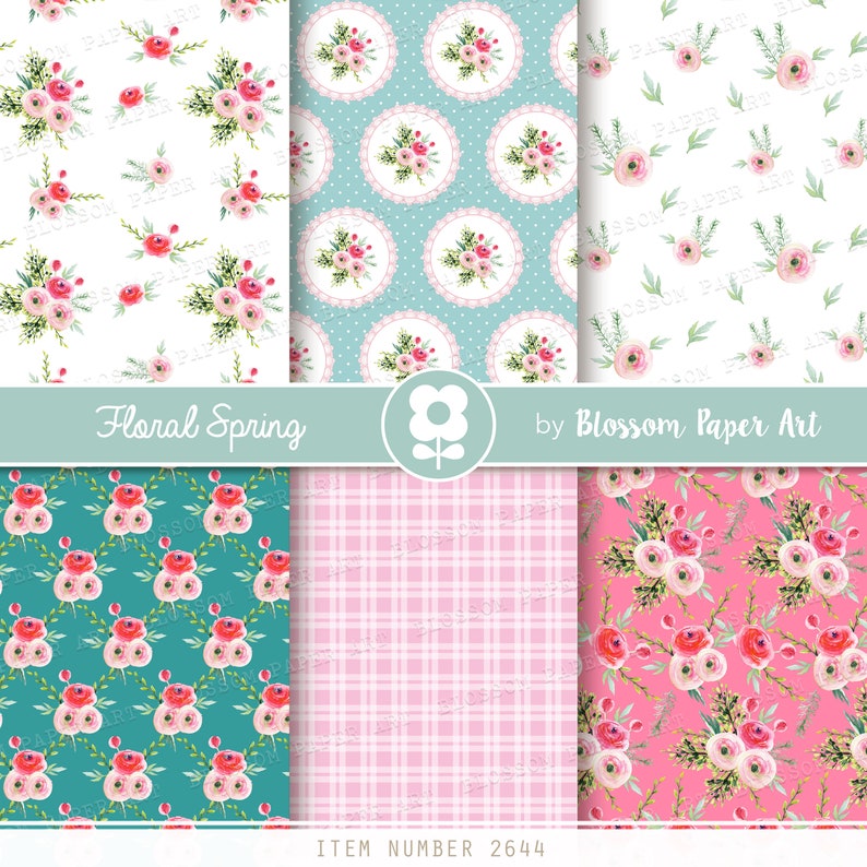 Floral Digital Paper Scrapbooking Paper Pack Watercolor - Etsy