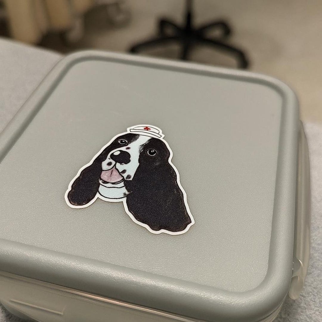 Springer Spaniel Dog Sticker: Hand-drawn Vinyl Decal, Bow Tie/nurse Cap ...