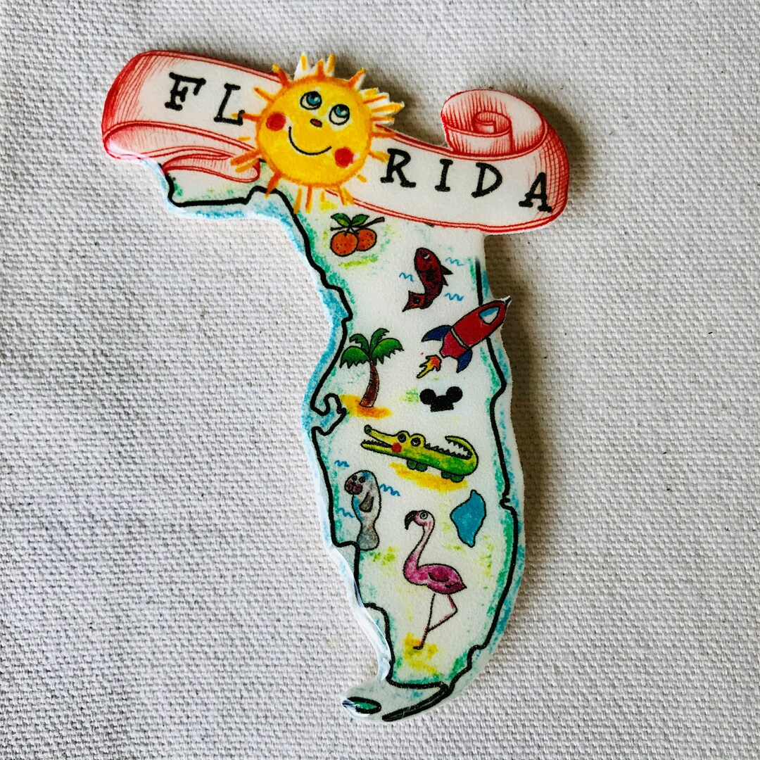 Florida Map Magnet Gift Florida Collectible Magnet Gift Florida Lovers ...