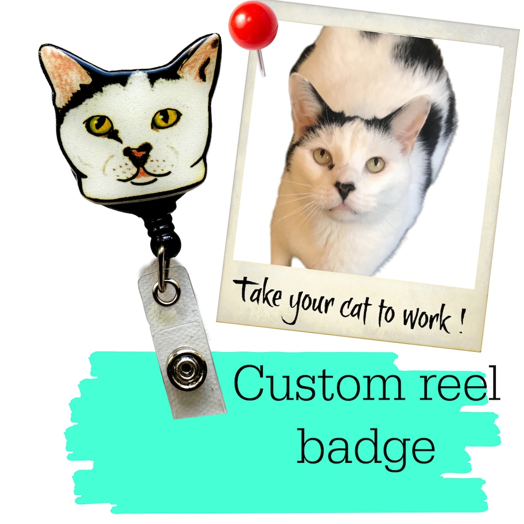 Custom Cat Badge Reel Gift, Custom Pet Badge Reel, Favorite Animal ...