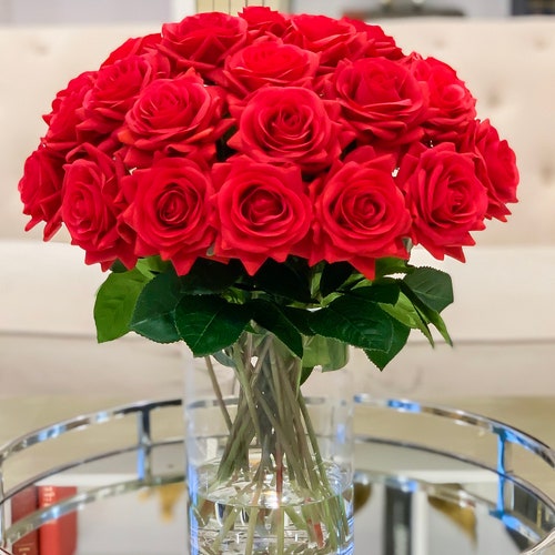 Red Roses Flower Arrangement-large Rose Arrangement-30 Real - Etsy