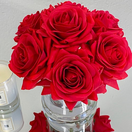 Red Roses Flower Arrangement-large Faux Rose Arrangement-real - Etsy