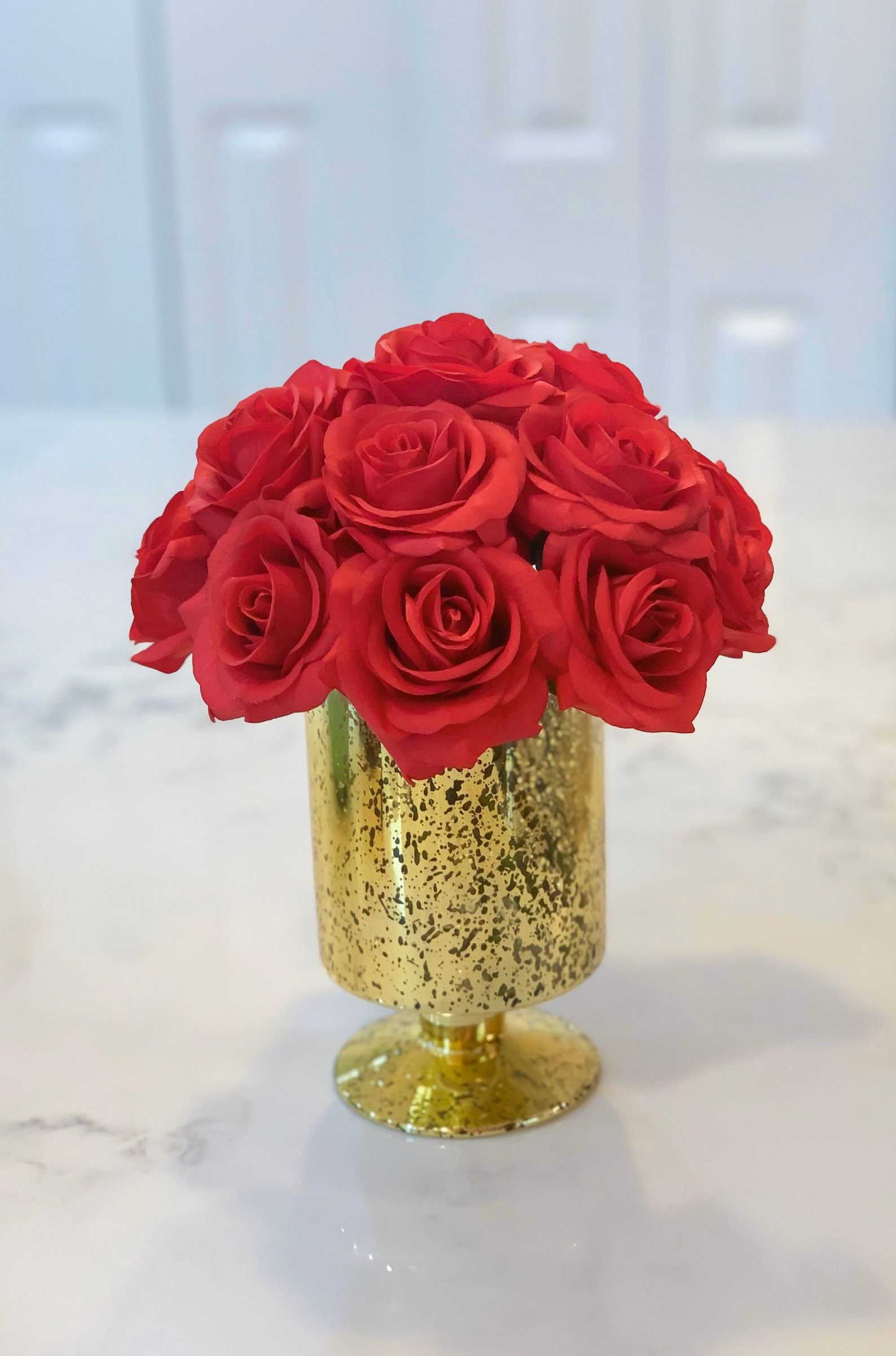 Red Centerpiece-red Flower Arrangement-gold Centerpiece-real | Etsy