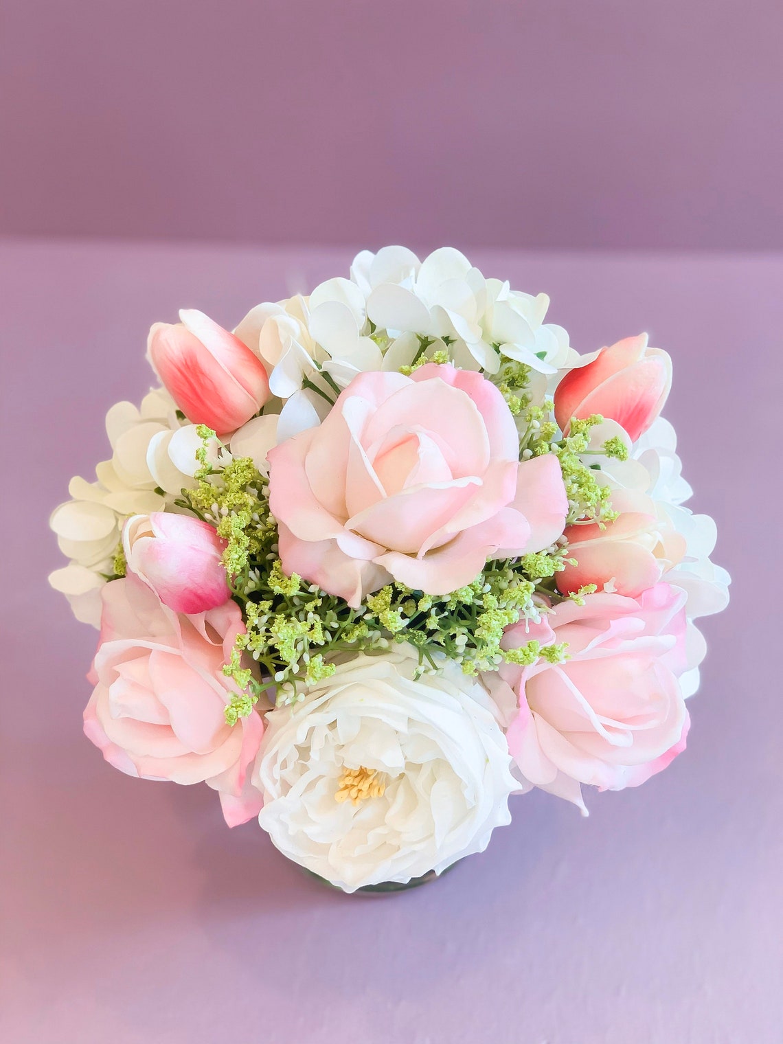 Pink Rose Centerpiece-dining Table Centerpiece-pink Real Touch - Etsy