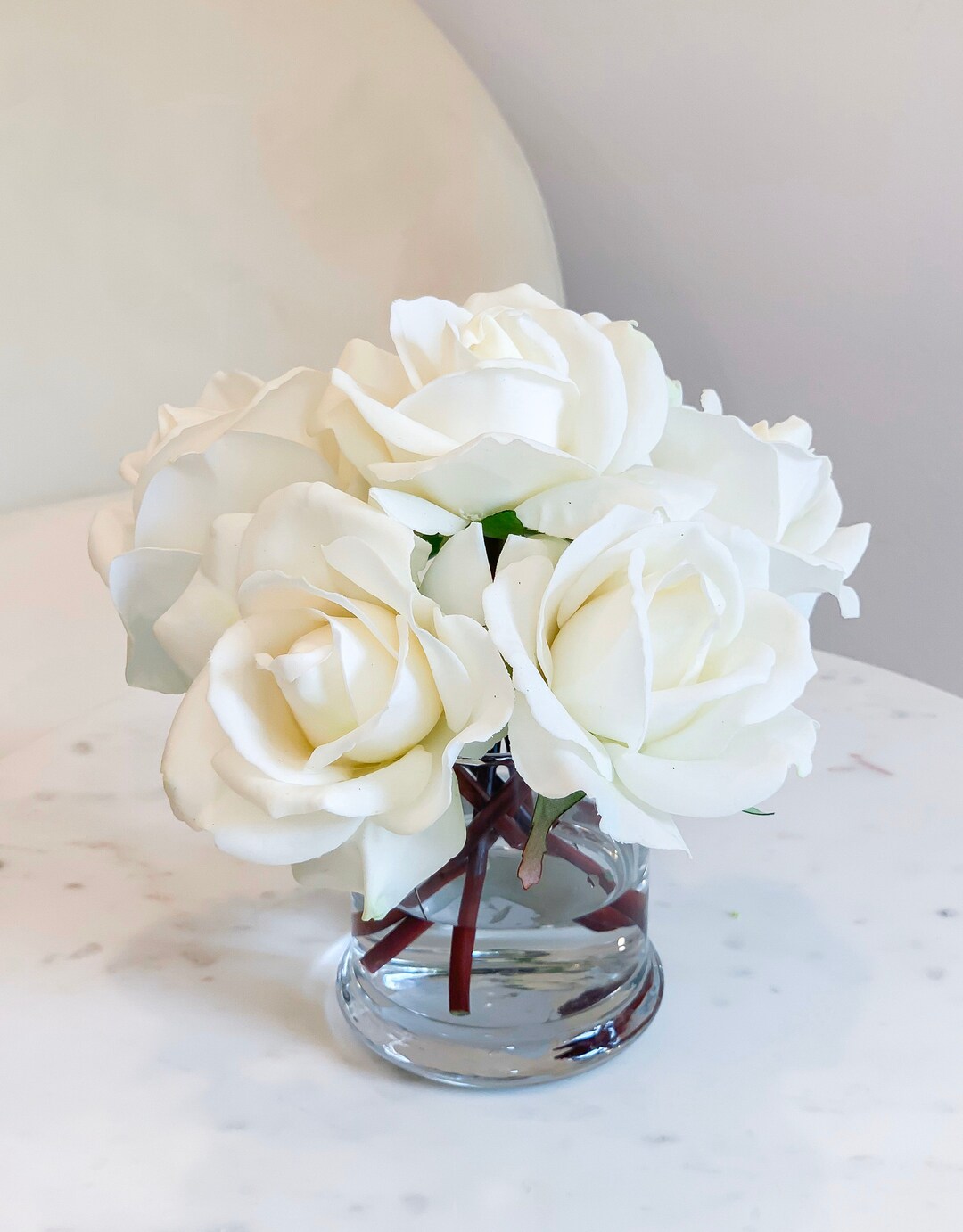 White Rose Artificial Arrangement-real Touch Roses Centerpiece-roses ...