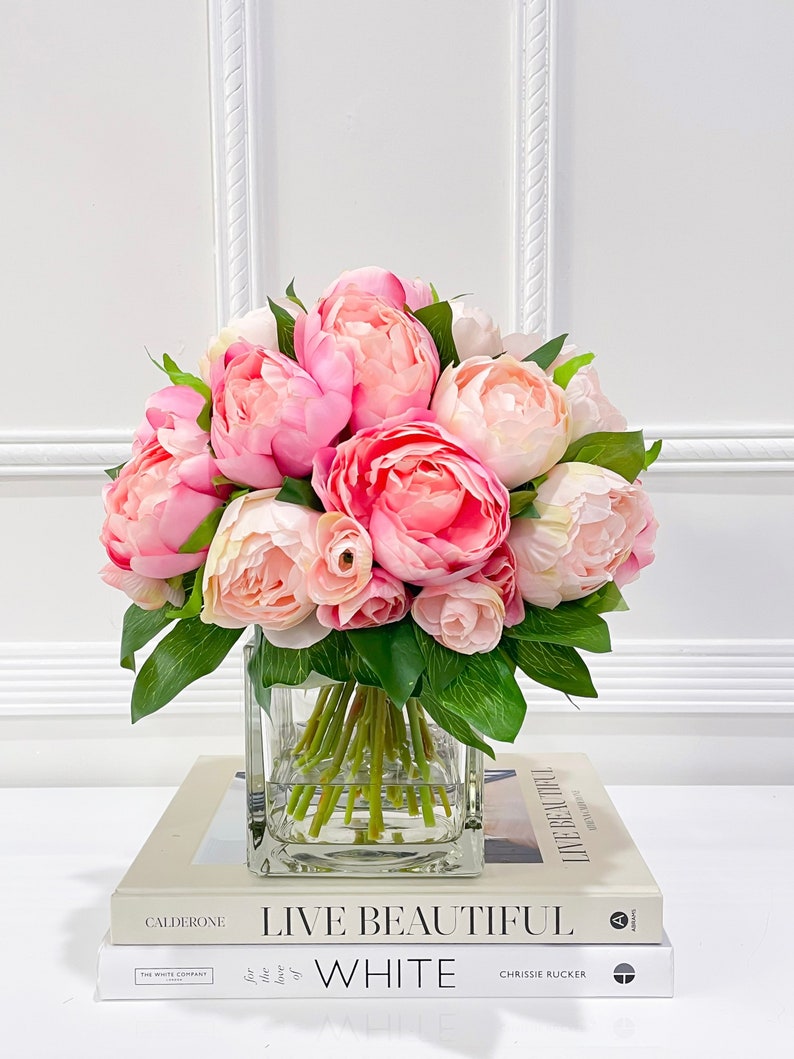 Modern Baby Pink Peonies Arrangement French Country - Etsy