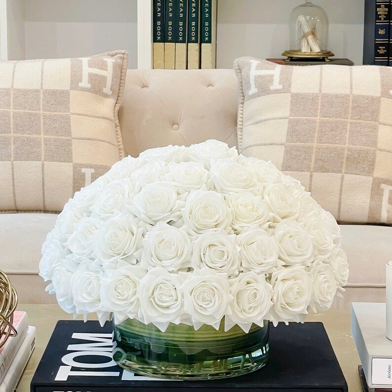 X Large Centerpiece 60 Roses-rose Centerpiece-white Real Touch - Etsy
