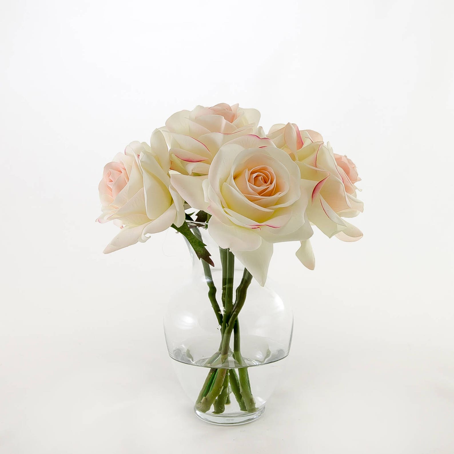 Real Touch Ivory Roses Pink Tipped Arrangement Using - Etsy