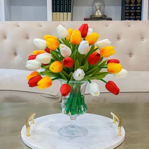Real Touch Flowers Centerpiece-real Touch Tulip Arrangement-faux Tulip ...