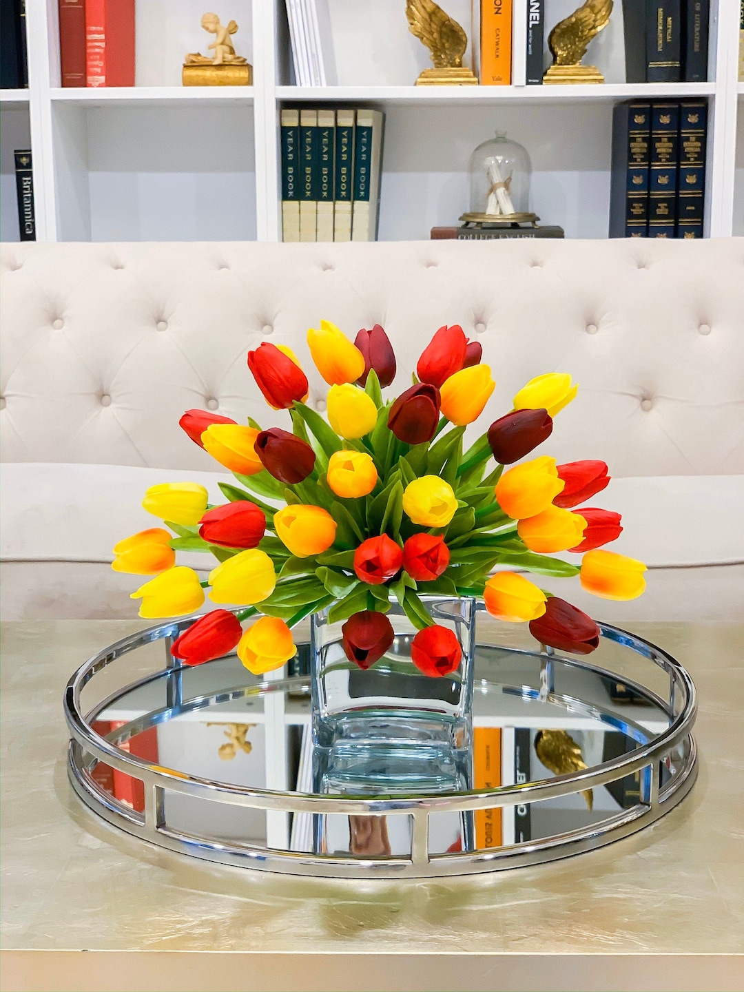 Tulip Centerpiece-real Touch Flower Arrangement Yellow-tulip ...