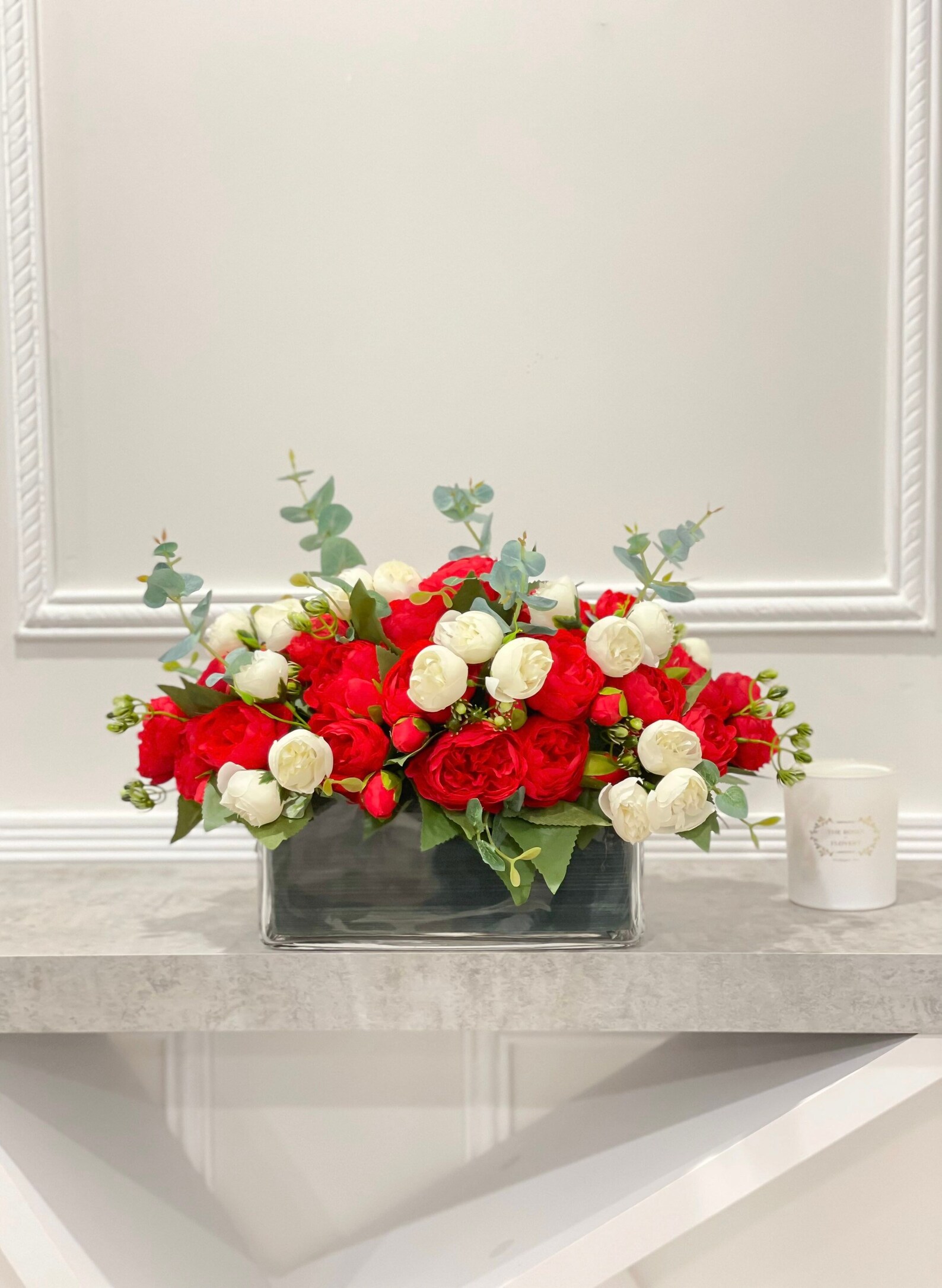 Red Peony Flower Arrangement-large Rose Floral Arrangement | Etsy