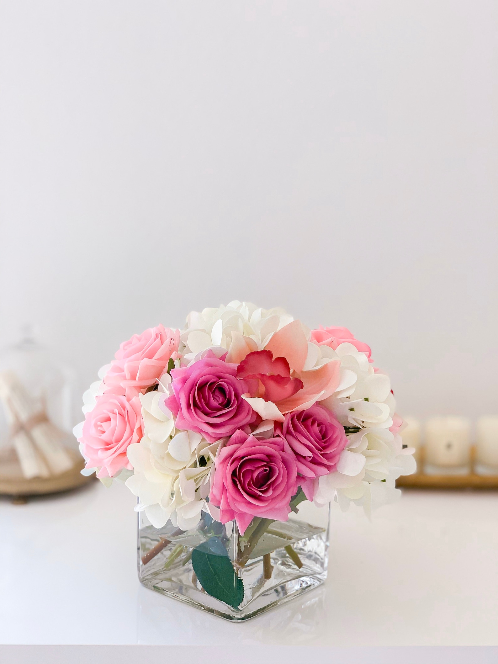 Modern Silk Flower Arrangement-real Touch Rose - Etsy