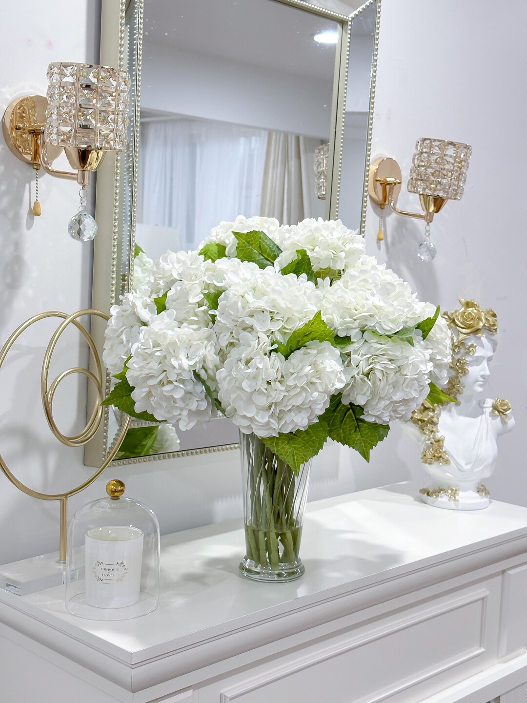 Xlarge White Hydrangea Centerpiece-real Touch French Hydrangea ...