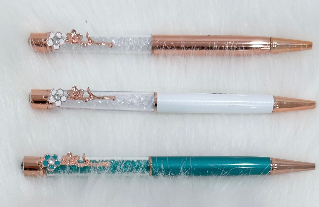 Crystal Flower Pen: Rhinestone Ballpoint Pen in Velvet Pouch - Etsy