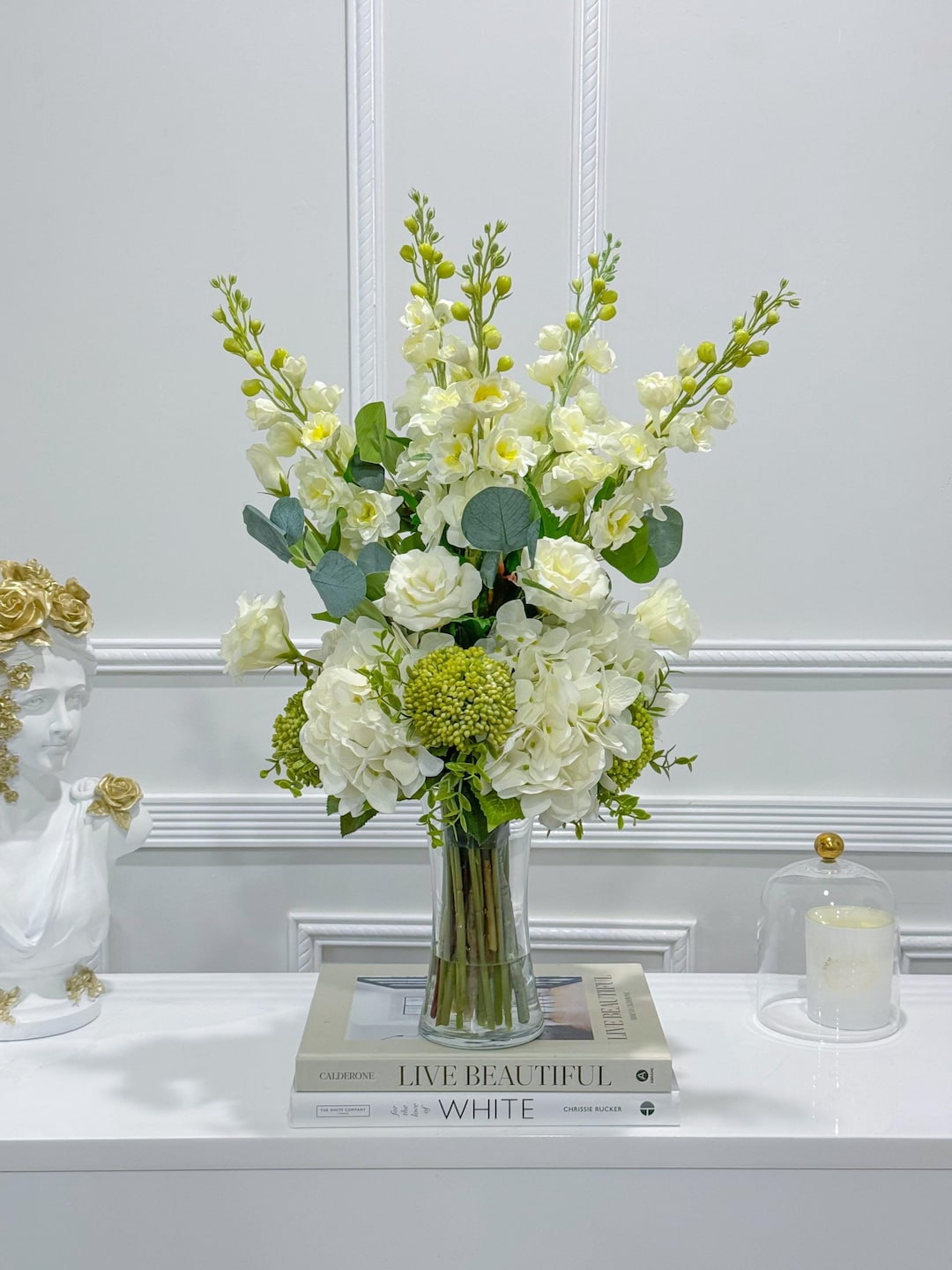 Tall White Hydrangea Arrangement: Luxury Home Decor Centerpiece - Etsy