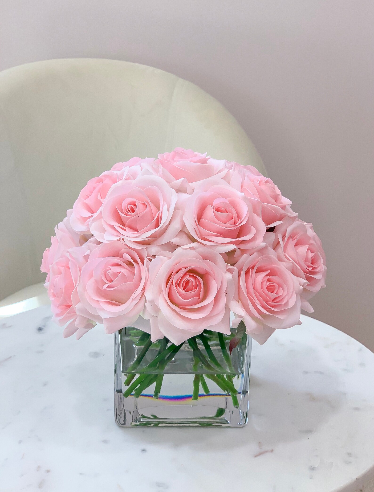 20 REAL TOUCH Pink Roses Arrangement-artificial Faux Silk - Etsy